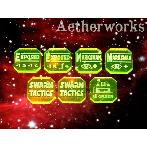 Aetherworks X-Wing Upgrade Tokens (7) - Fluorescent Green